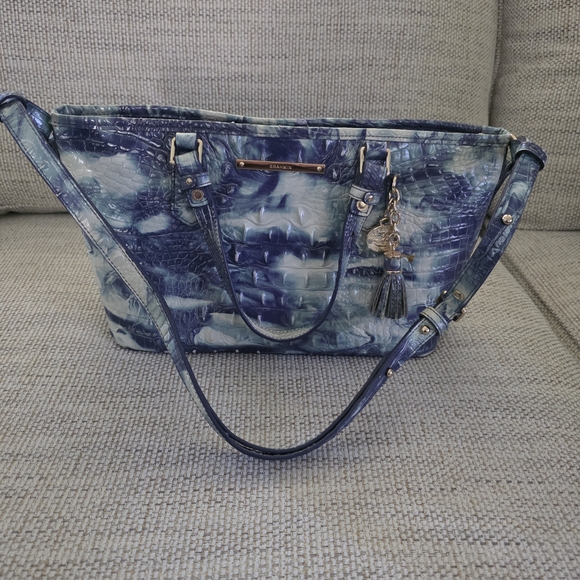 Brahmin | Bags | Brahmin Blue And Cream Shoulder Bag | Poshmark